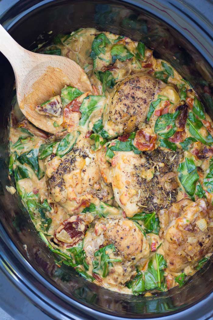 Tuscan Slow Cooker Chicken Thighs